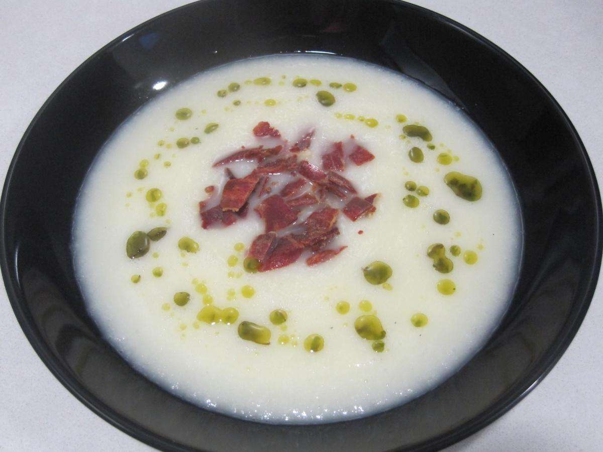 Receta de crema de melón con crujiente de cecina